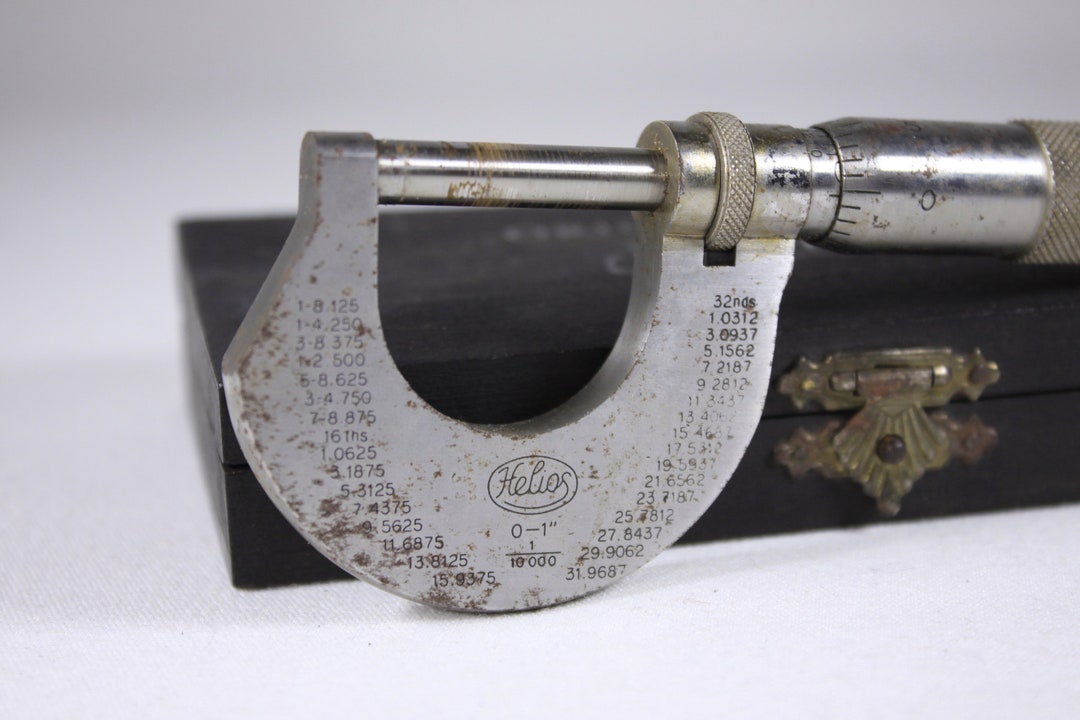 Vintage Original HELIOS 0-1 Micrometer Tool in Wooden Box Made in ...
