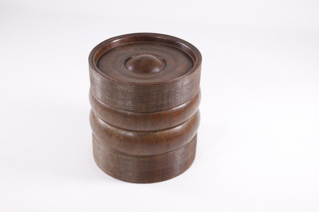 Vintage Turned Wooden Box, Heavy Weight Checkers Storage Case, Gaming ...