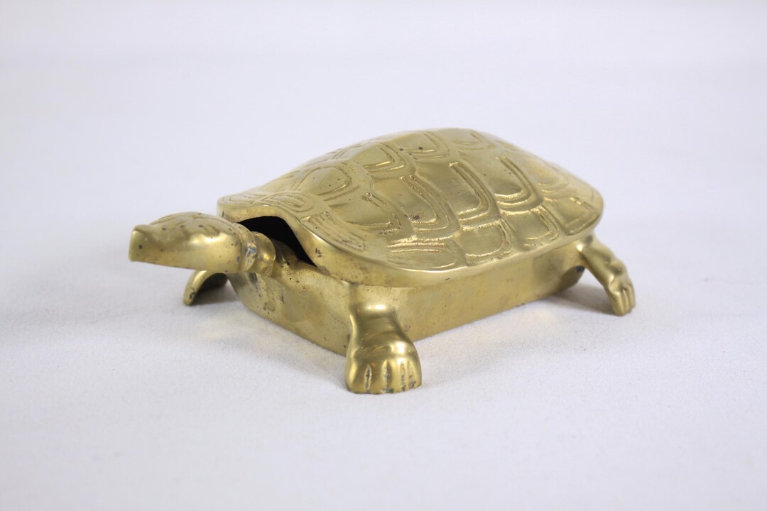 Vintage Brass Turtle Box, Metal Storage Box Business Card Tray, Men's ...