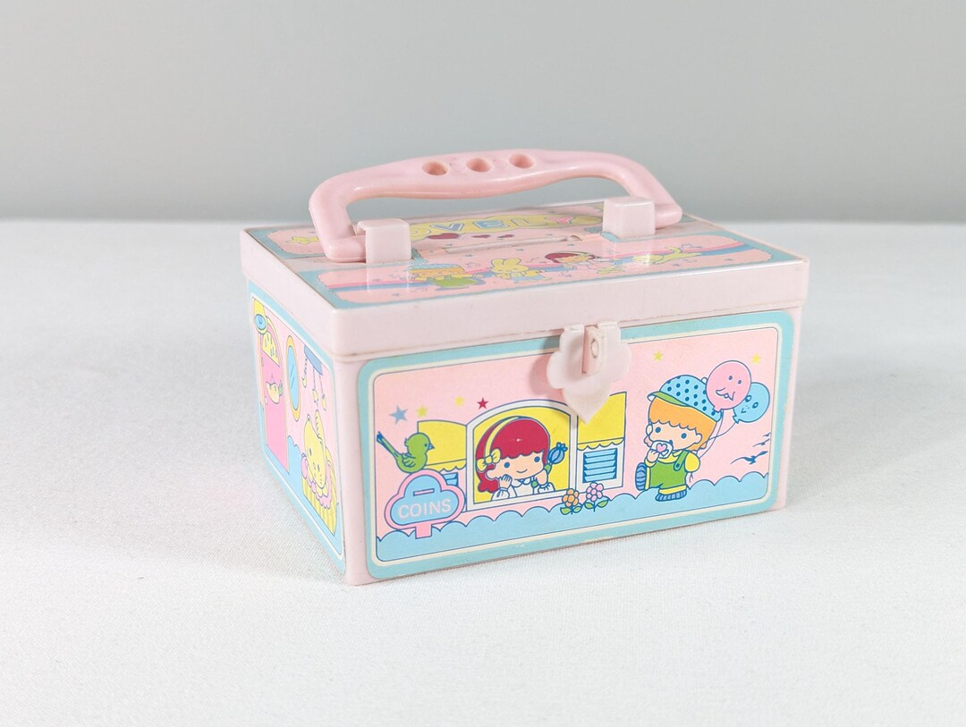 1980s Small Plastic Coin Bank, Child Savings Bank Pink Piggy Bank ...