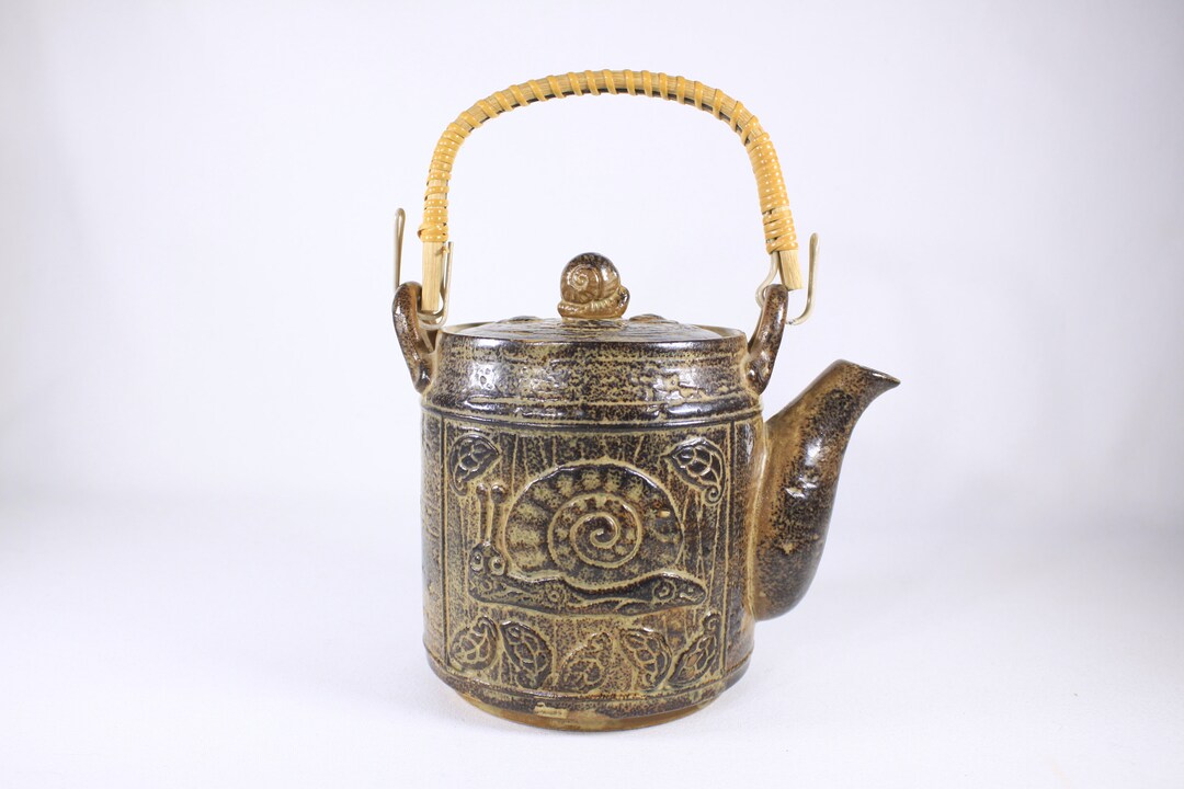Vintage Japanese Stoneware Snail Themed Teapot, Carved Ceramic 4 Cup ...