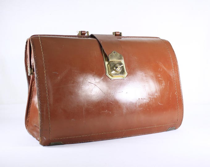 Vintage CHENEY Leather Attaché Briefcase WITH KEY, College Student Book ...