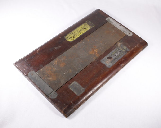 Vintage Chinese Grinding Stone Set in Wood, Metal Polishing Stone ...