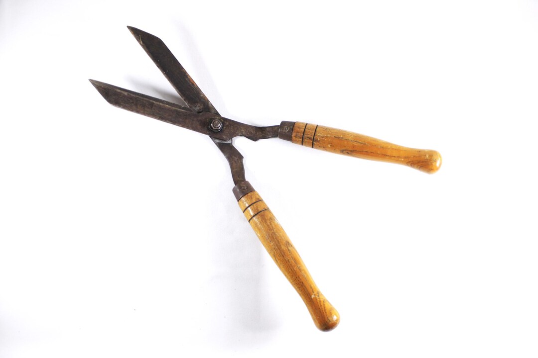 Large Wood Handled Garden Shears, Cast Steel Topiary Cutters, Hedge ...