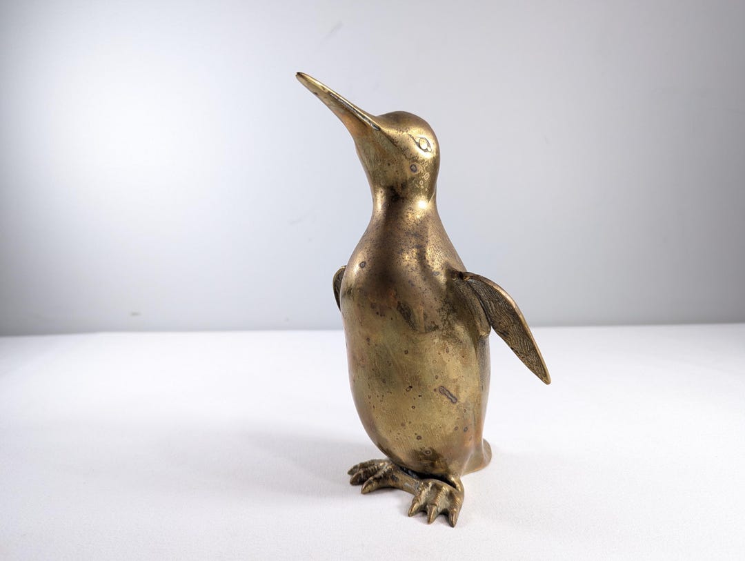 Vintage 8" Brass Penguin Figurine, Penguin Ornament, Vintage Mcm Home ...