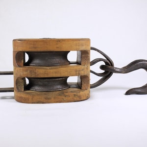 Antique 14 Double Wood Rope Block Canada Block Co. St Catherines ...