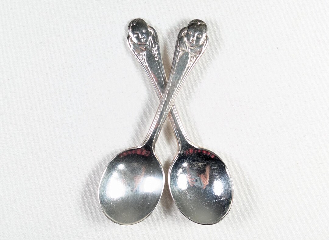 Pair Gerber Baby Spoons - Silverplated Advertising Spoons by Mcglashan ...