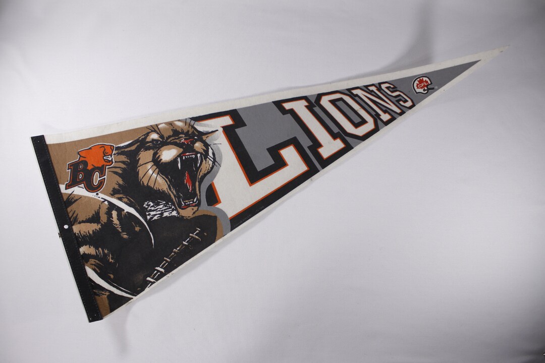 Vintage 29" BC Lions Felt Pennant Flag, Ravens Athletic CFL 1996 ...