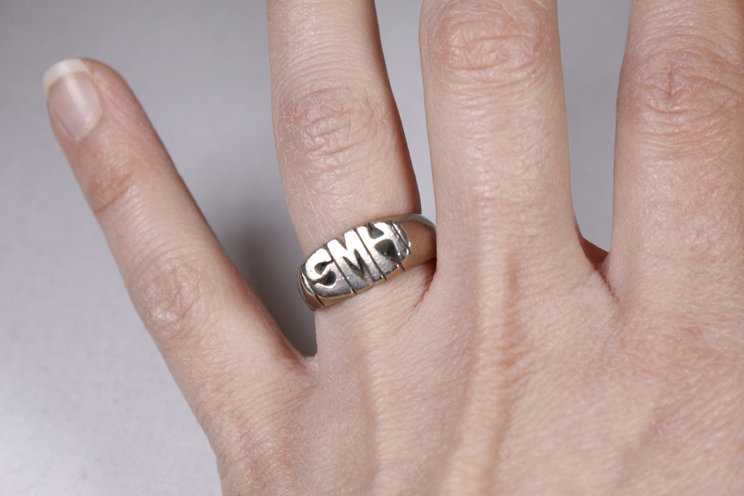 Vintage SMH Ring, Silver Toned Internet Slang Abbreviating Jewelry ...