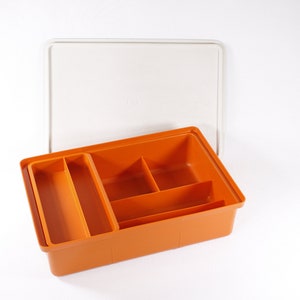 Vintage MCM Tupperware Tuppercraft Classic Orange Plastic Storage Box ...