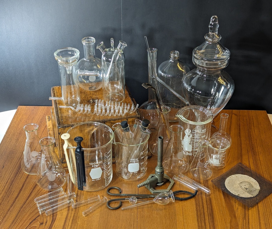 CHOOSE Vintage Chemistry Set Borosilicate Laboratory Glassware, Hand ...