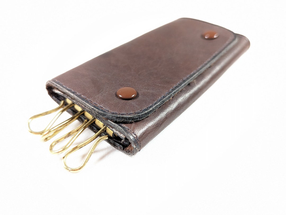 Vintage HOMA Brown Leather Key Wallet for 4 Keys, Credit Card Sized Key ...