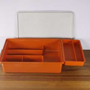 Vintage MCM Tupperware Tuppercraft Classic Orange Plastic Storage Box ...