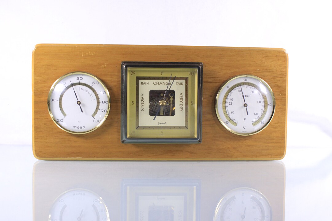 Vintage MCM Gischard Germany Weather Station, Barometer, Hygrometer and ...