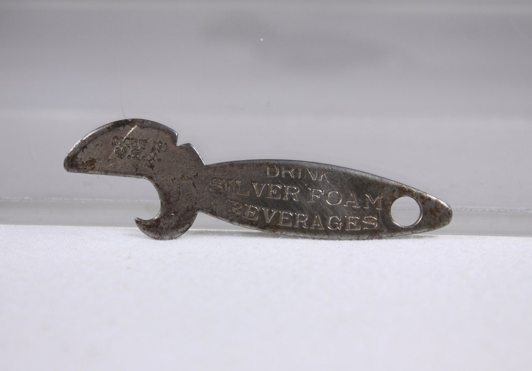 1940s Drink Silver Foam Beverages Antique Church Key Beer Bottle Opener ...