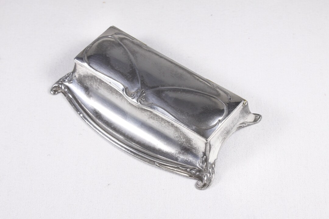 Antique Jugendstil WMF Stamp Box, Vintage Distressed Oxidized Finish ...