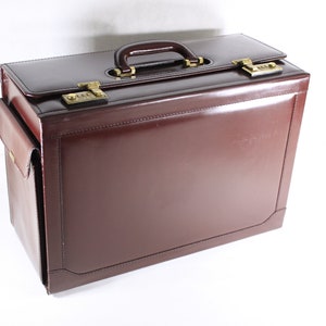 Vintage Italian Leather Pilot Briefcase lock and Key, AMIET Leather ...