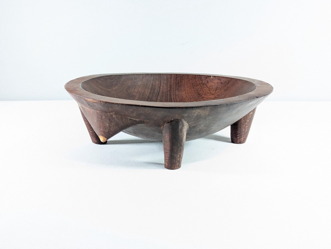 Vintage 12" Fiji Kava Bowl, Large Wooden Polynesian Tongan Tanoa Kava ...