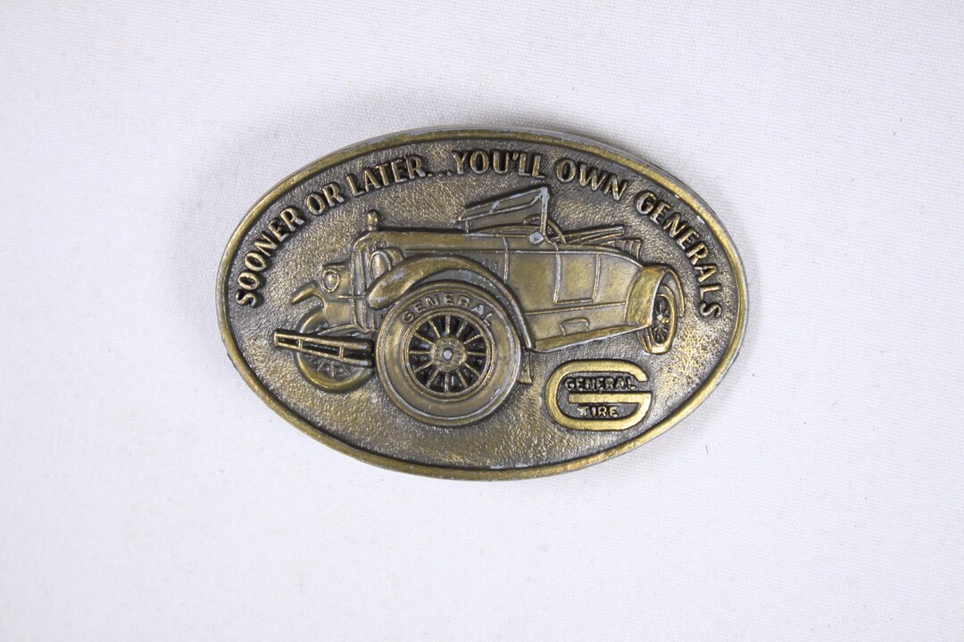 Vintage General Tire Classic Car Belt Buckle, Large Vintage Antique ...
