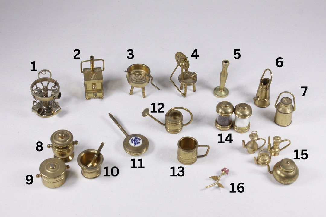 CHOOSE Vintage Brass Miniatures, Metal Dollhouse Kitchen, Hobbies ...