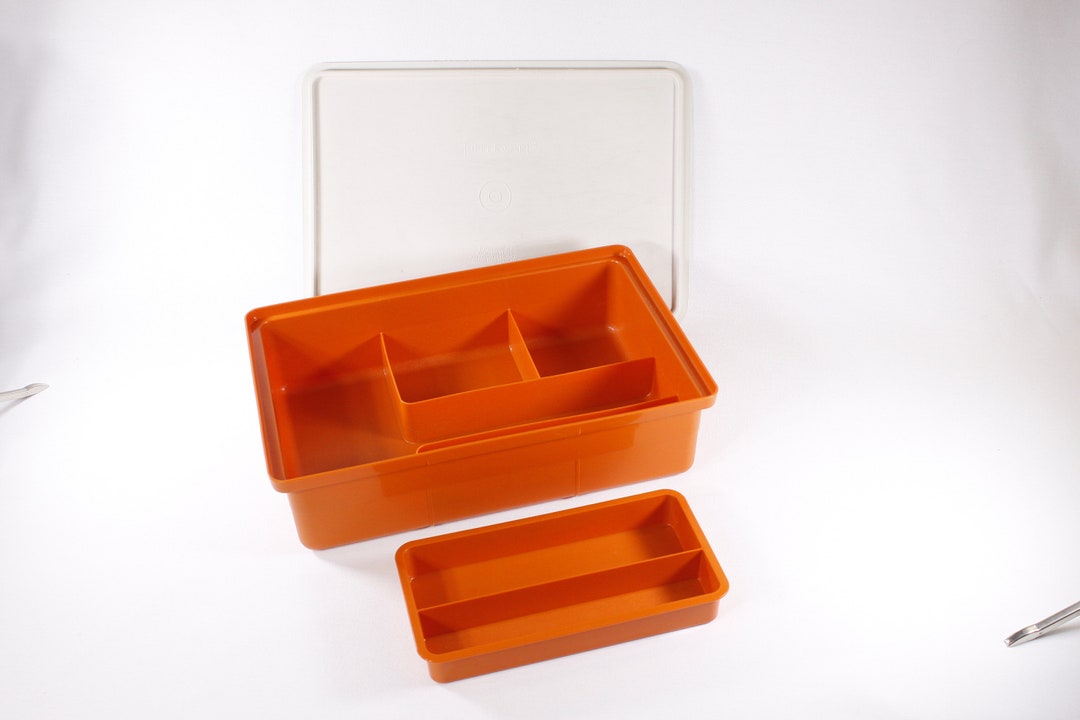 Vintage MCM Tupperware Tuppercraft Classic Orange Plastic Storage Box ...