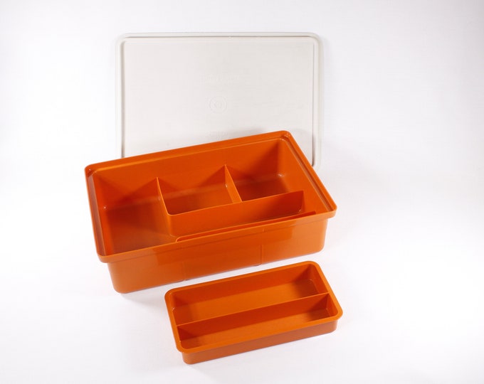 Vintage MCM Tupperware Tuppercraft Classic Orange Plastic Storage Box ...