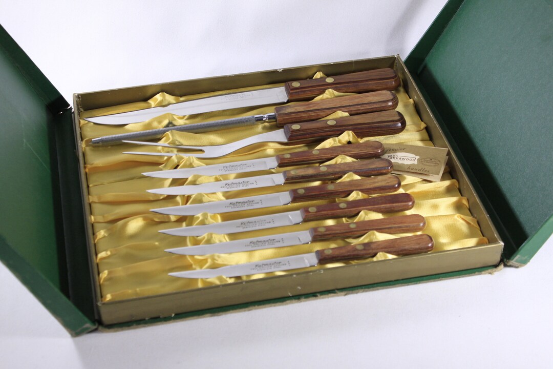 Vintage Kutmaster Pakkawood Steak Knives and Carving Set, Boxed ...