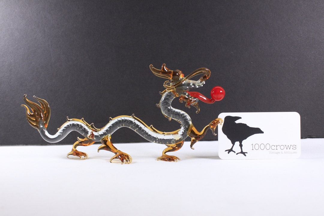Vintage Handmade Glass Dragon Figurine, Hand Blown Detailed Delicate ...
