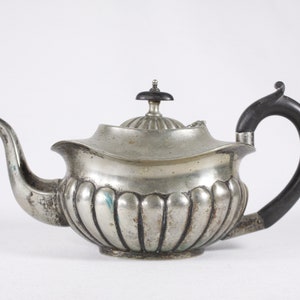 Victorian Silver Plated Helmet Teapot, Creamer, Open Sugar, Vintage ...