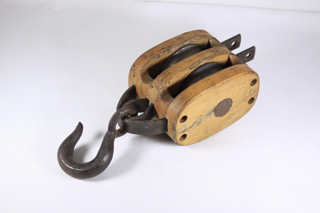 Antique 14" Double Wood Rope Block Canada Block Co. St Catherines ...