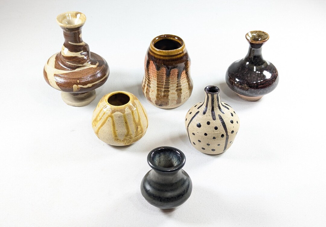 Set of 6 Handmade Miniature Art Ceramic Potion Bottles, Wheel Thrown ...