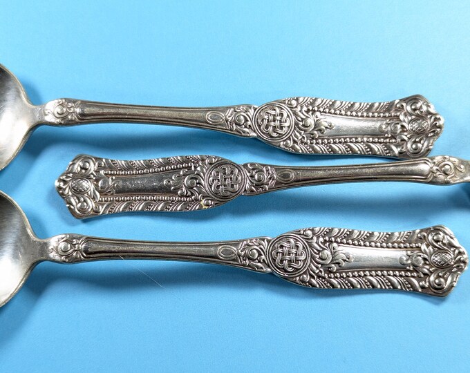 1898 Romanesque Pattern Celtic Knot Serving Spoon Set of 3 for Crafting ...