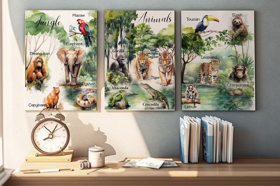 Jungle Animals Poster Educational Poster Montessori Poster Classroom ...