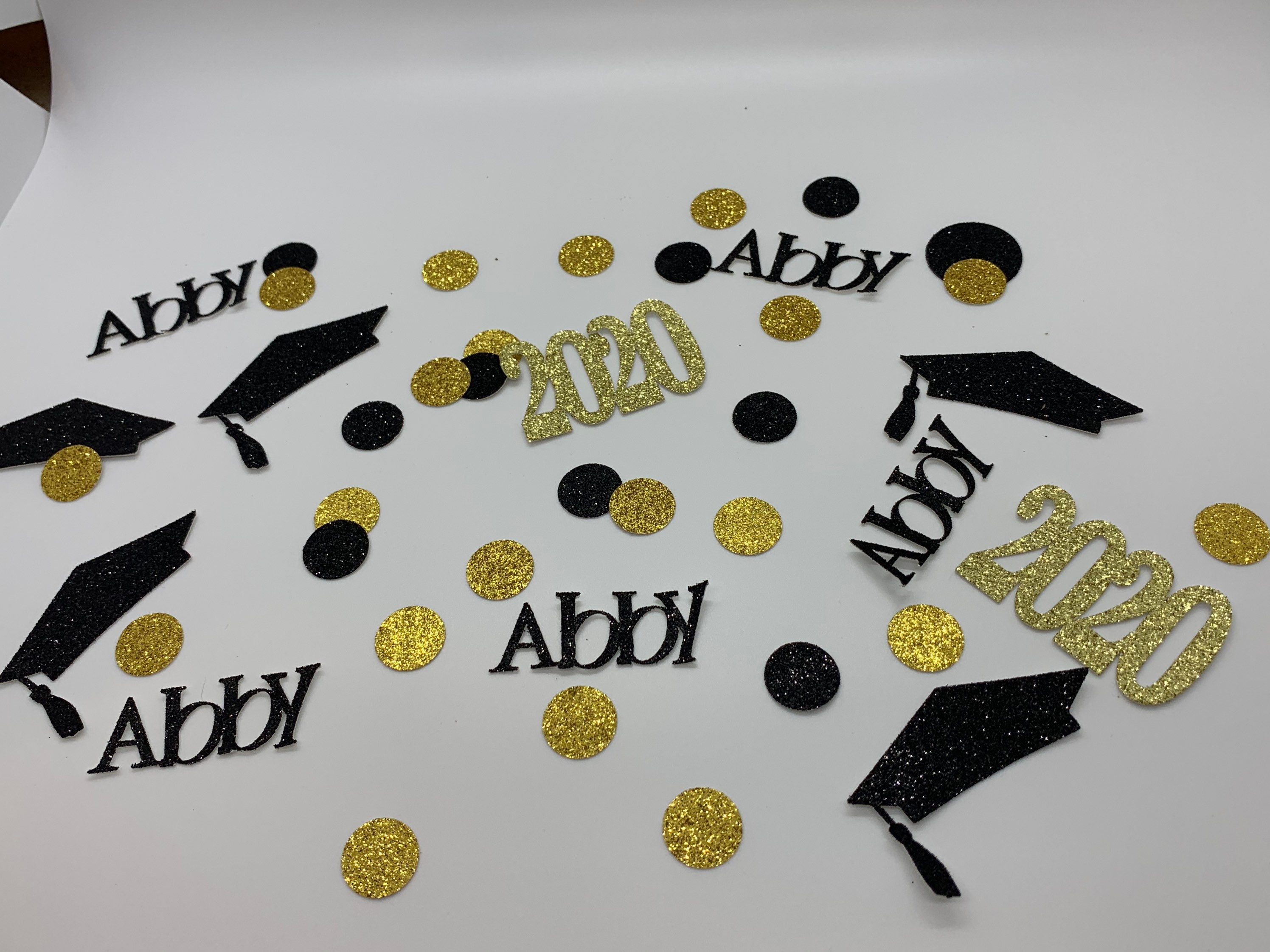 2026 Graduation Name Confetti, Black and Gold Glitter Graduation ...