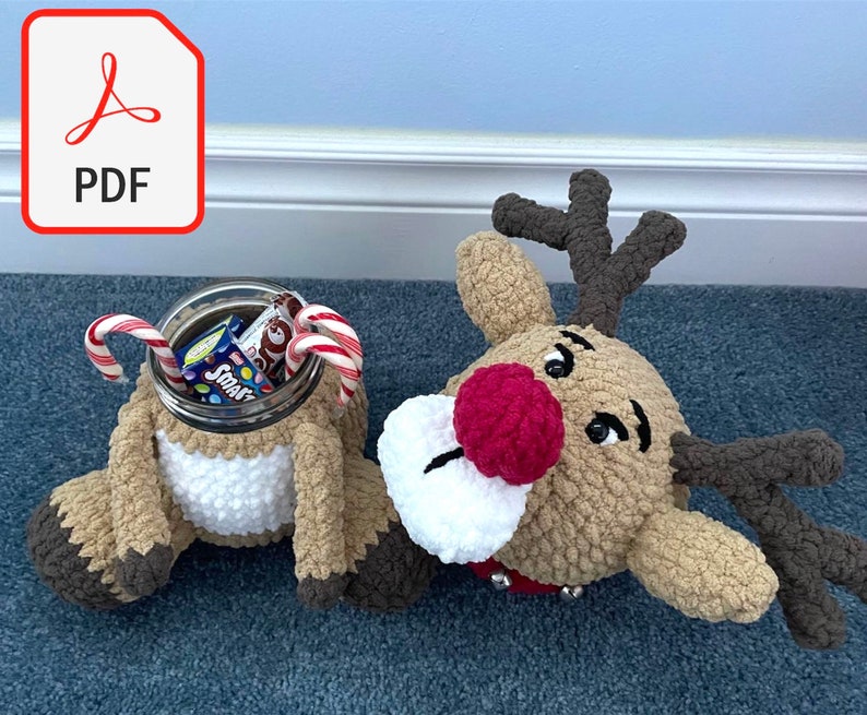 Rudolph Red Nose Reindeer Stash Jar Pattern - Etsy