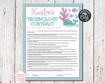 Paper PRINTABLE Screen Time Rules Contract EDITABLE PDF File Technology ...