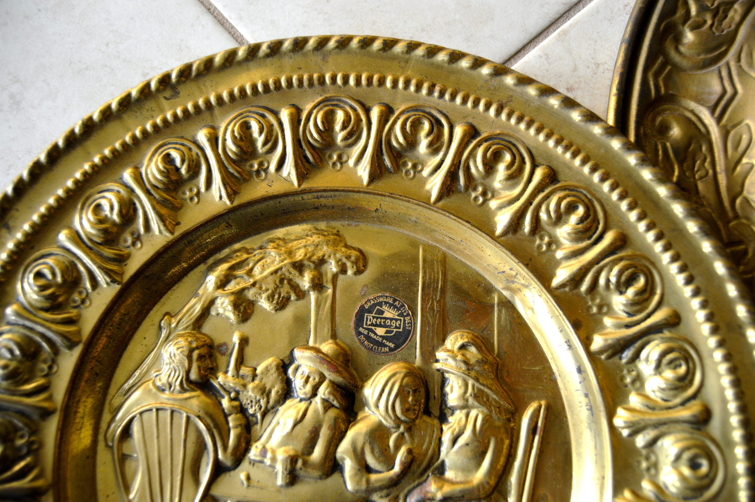 3 Large Vintage Wall Hanging Decorative Copper Plates Peerage England ...