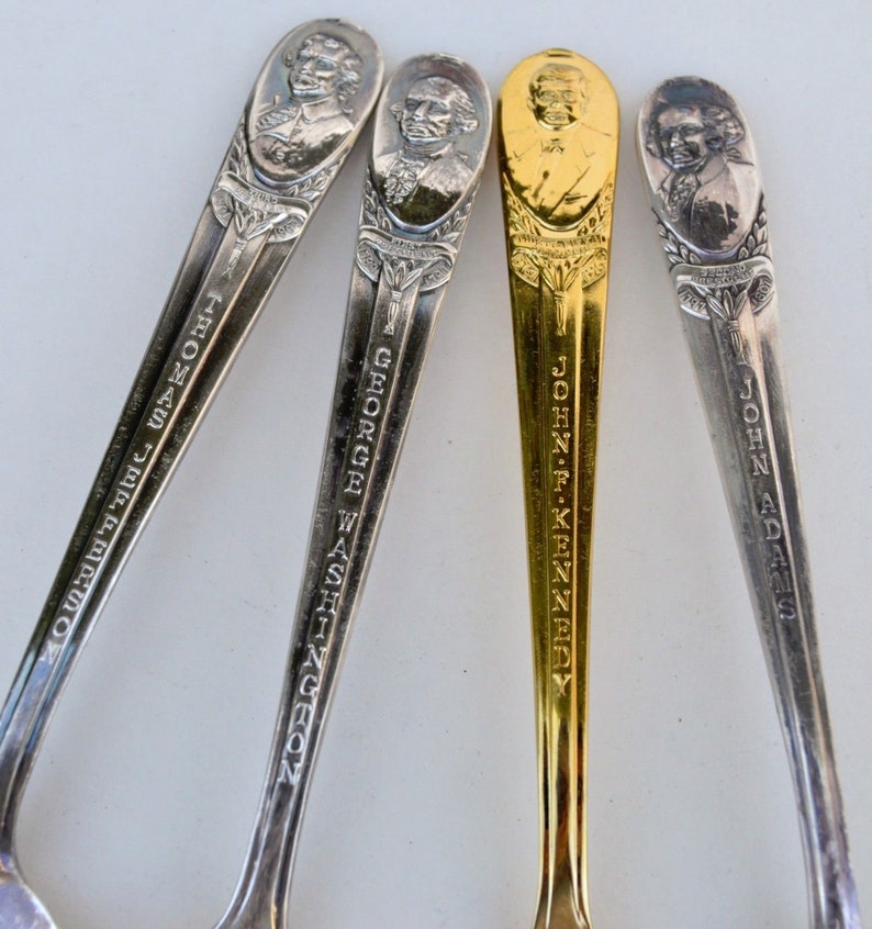 Presidential Collection of Spoons JFK Adams Washington Jefferson Set of ...