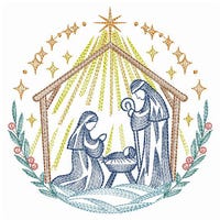 Nativity Scene, Baby Jesus, Manger - Machine Embroidery Designs Instant ...