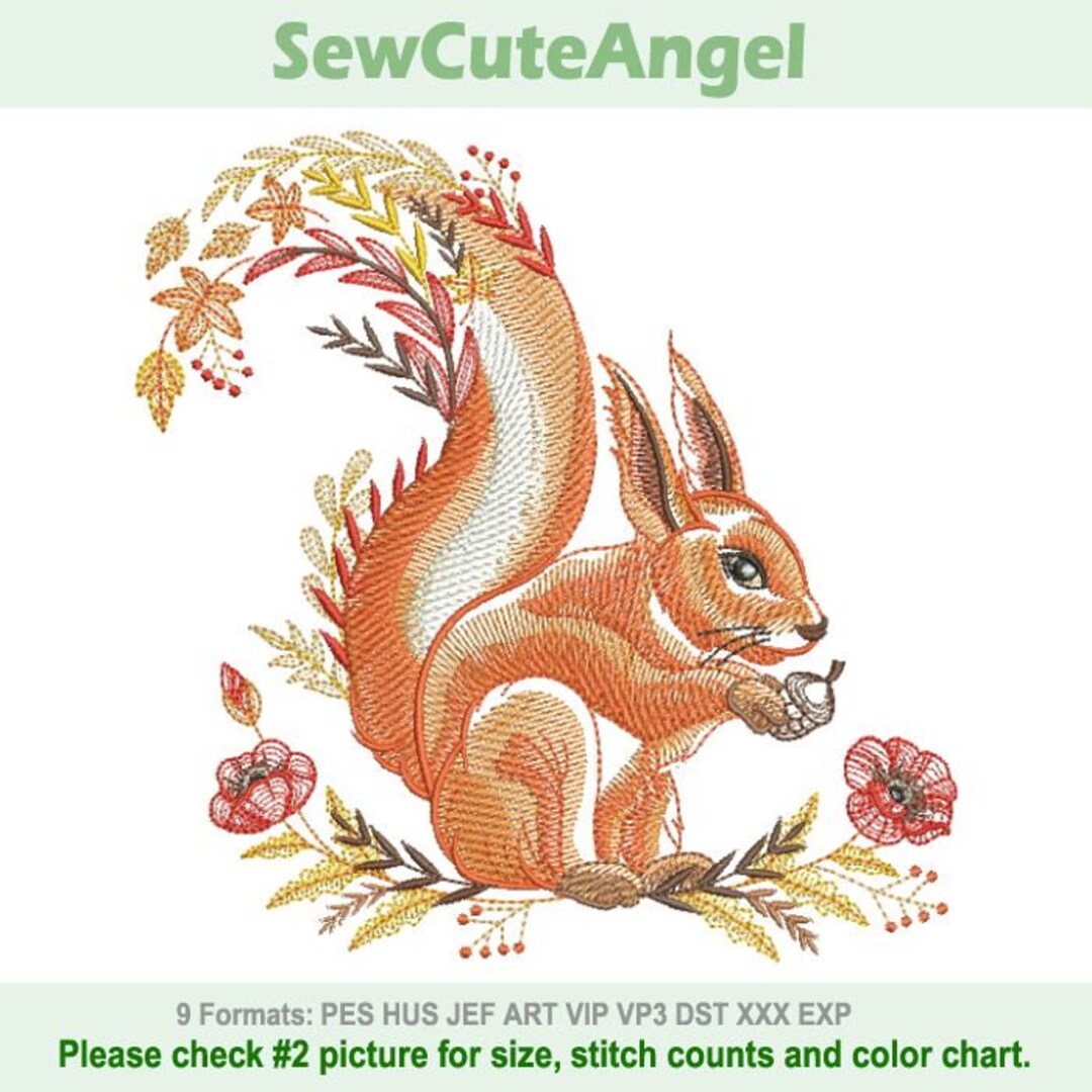 Autumn in the Woods Squirrel - Machine Embroidery Designs Instant ...