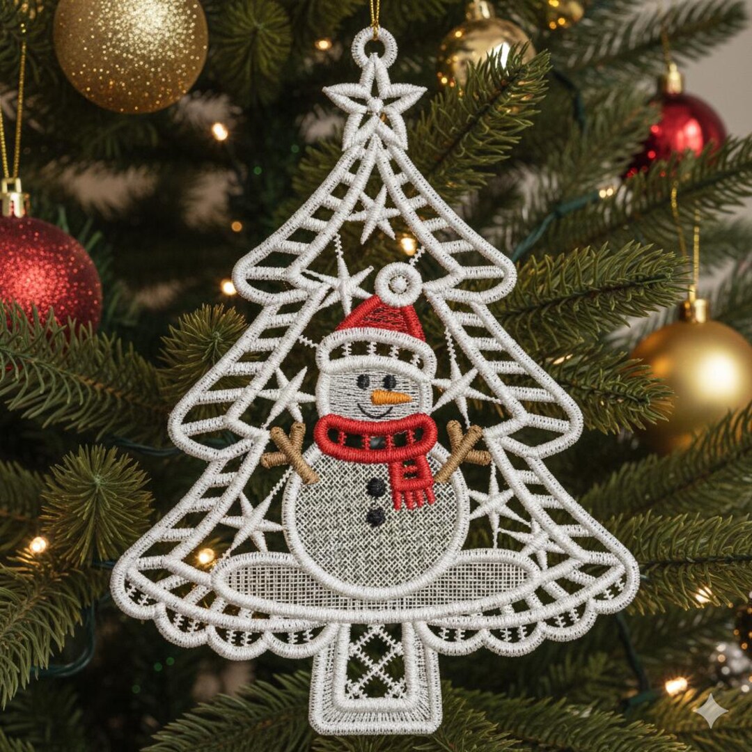 FSL Christmas Tree, Snowman - Free Standing Lace Machine Embroidery ...
