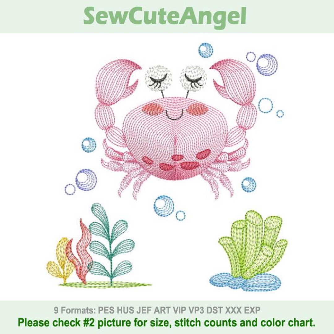 Tropical Friends Crab - Machine Embroidery Designs Instant Download 4x4 ...