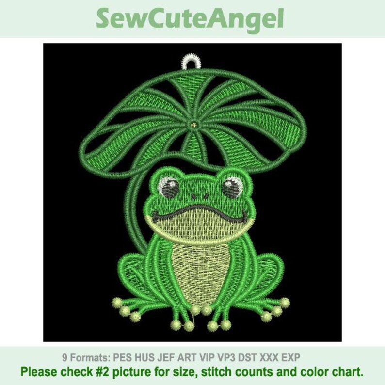 FSL Leafy Frog - Free Standing Lace Machine Embroidery Designs Instant ...