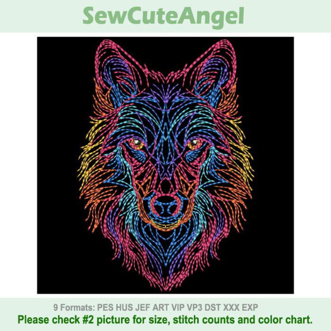 Wolf Portrait- Machine Embroidery Designs Instant Download 4x4 5x5 6x6 ...