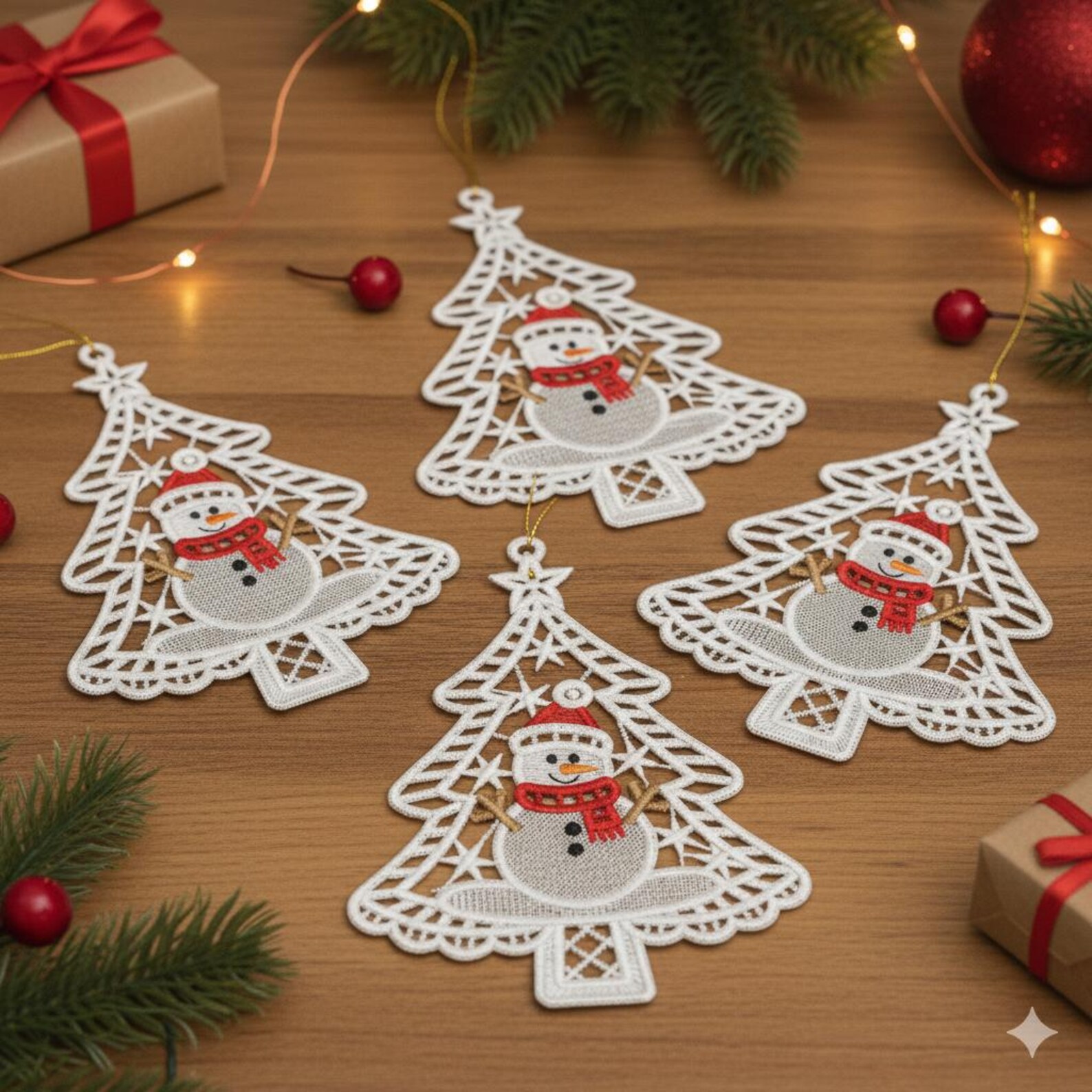 FSL Christmas Tree, Snowman - Free Standing Lace Machine Embroidery ...