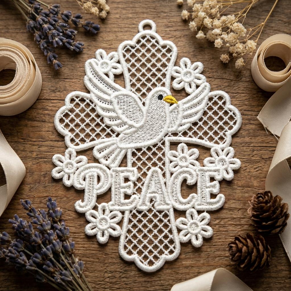Peaceful Cross, Dove Harmony, Serene Symbol of - Free Standing Lace ...