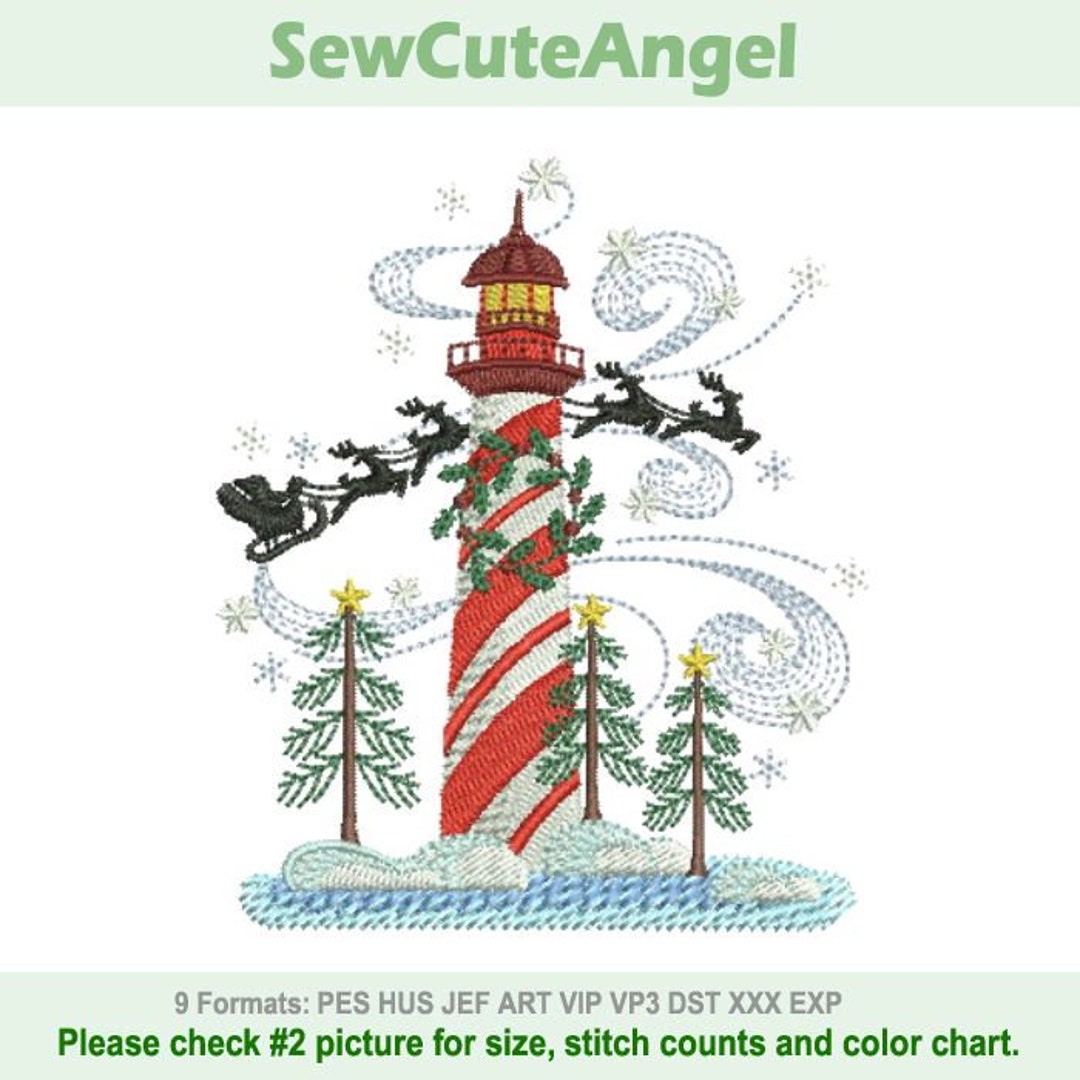 Christmas Lighthouses - Machine Embroidery Designs Instant Download 4x4 ...