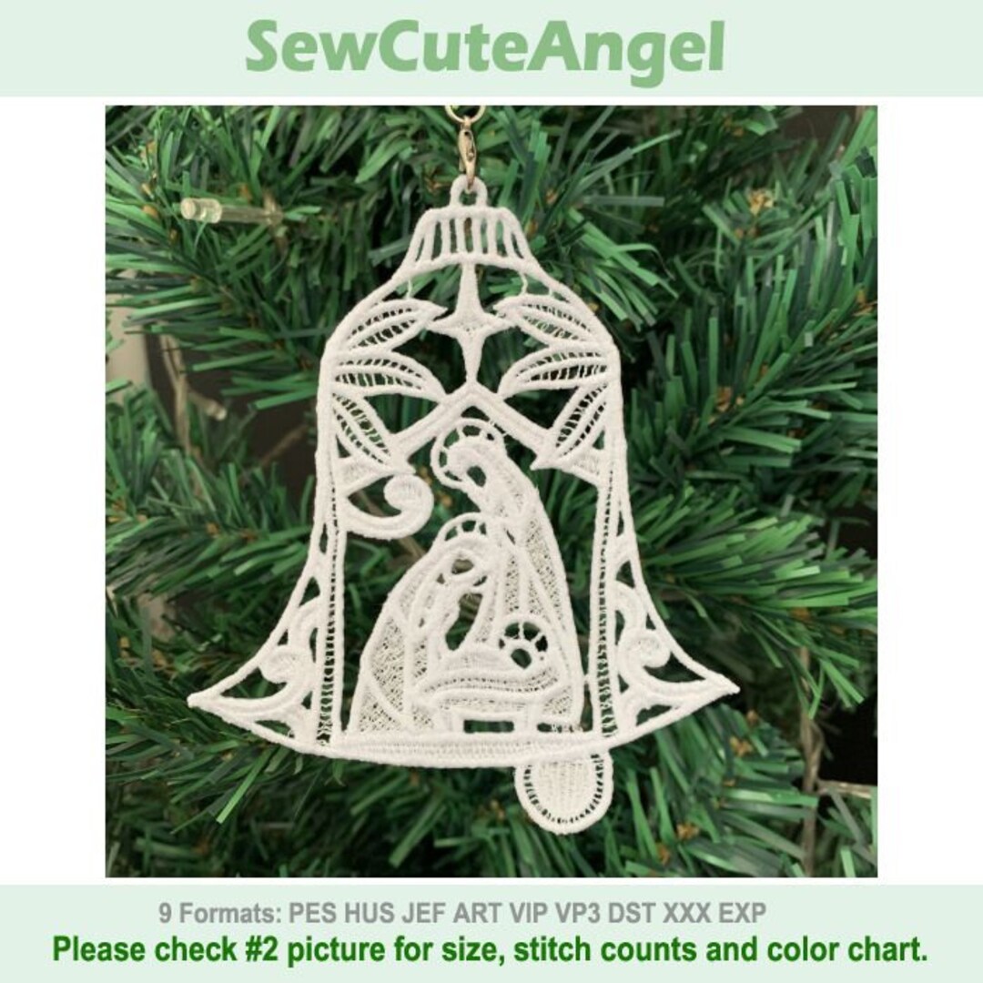 FSL Nativity Ornament Christnas Bell - Free Standing Lace Machine ...
