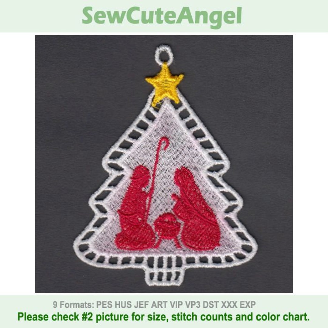 FSL Nativity Ornaments Christmas Tree - Free Standing Lace Machine ...