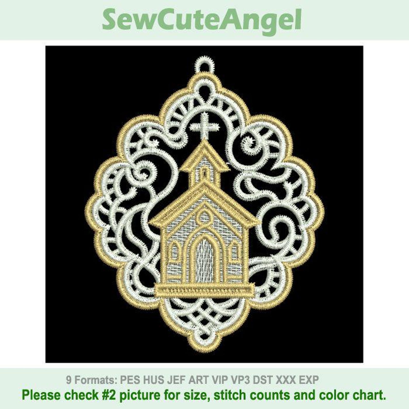FSL Church Ornament - Free Standing Lace Machine Embroidery Designs ...